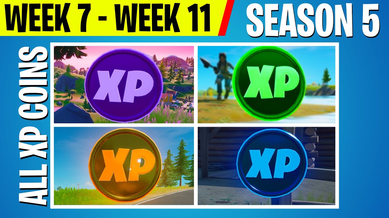 (WEEK 7 - WEEK 11) ALL XP Coins Locations *3,75,000 XP* (Gold + Green ...