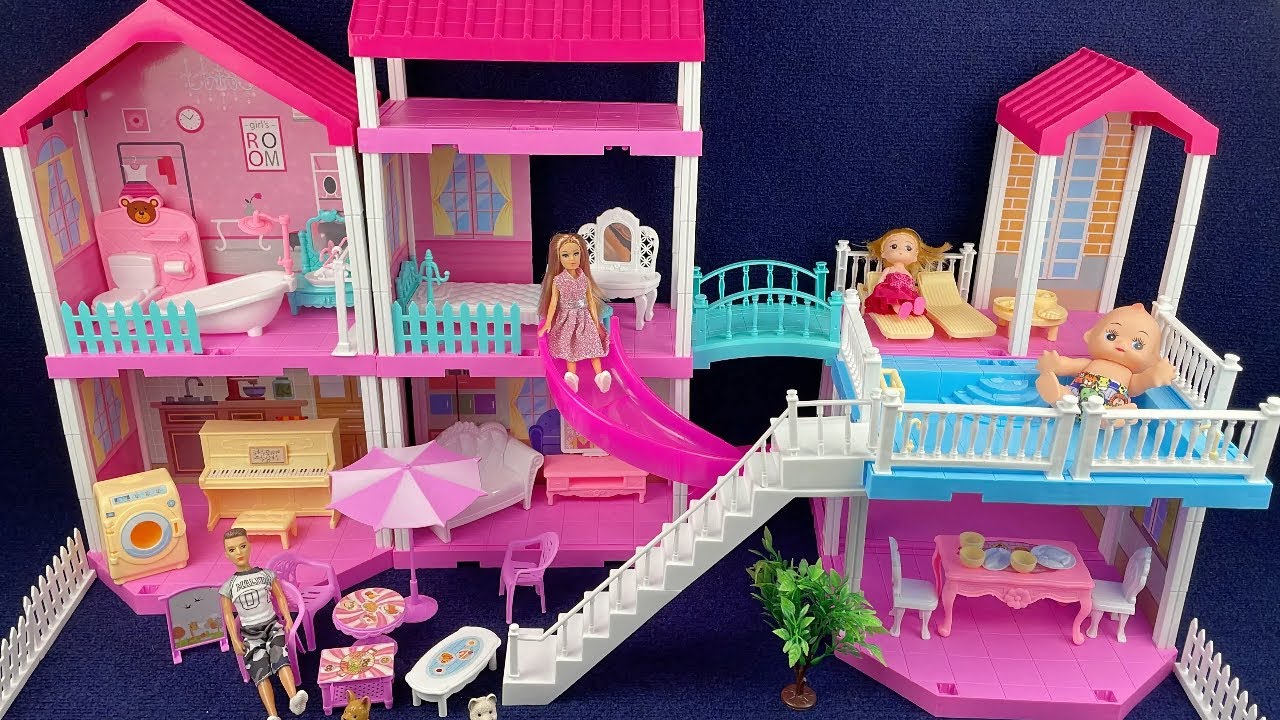 8 Minutes Satisfying with Unboxing Barbie Dream House with Swimming ...
