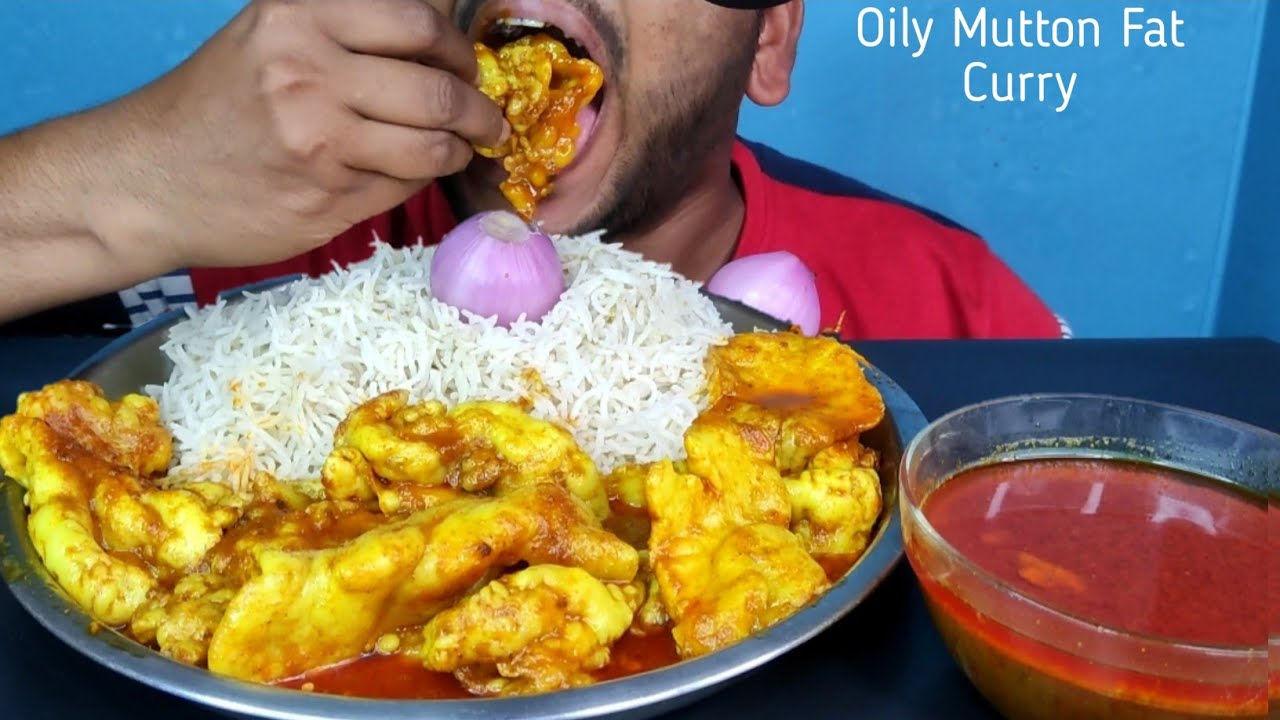 Oily Fatty Mutton / Mutton Fat Curry eating With Rice | Fatty Mutton ...