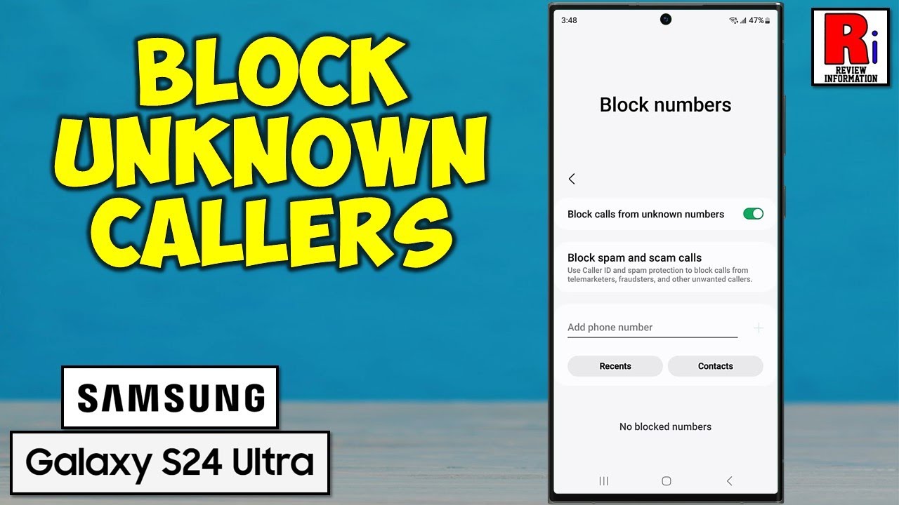 How to Block Unknown Numbers on Samsung Galaxy S24 Ultra - YouTube