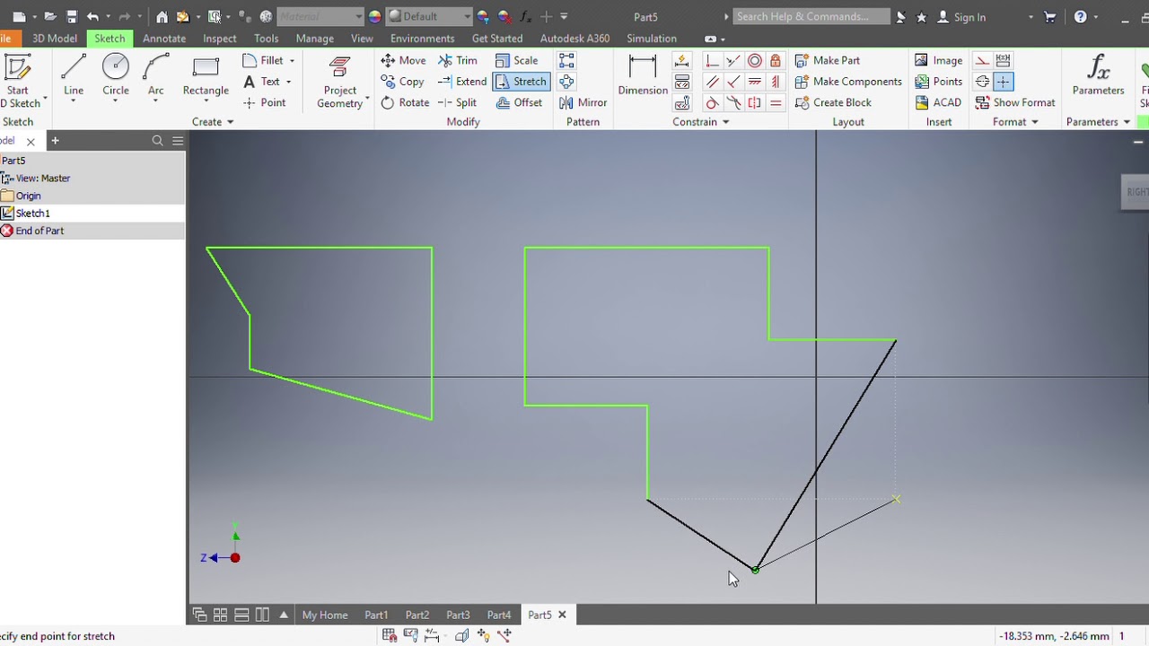 Autodesk Inventor Professional 2018 Scale, Strect and offset - YouTube