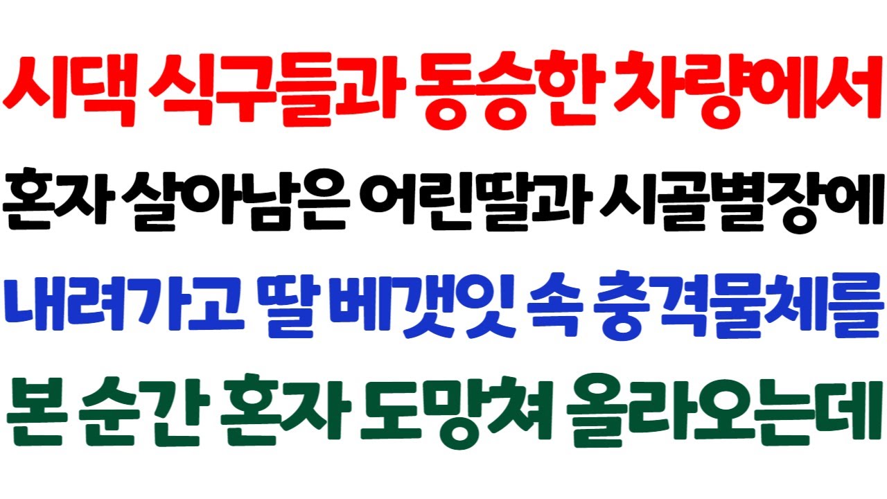 반전 실화사연 시댁 식구들과 동승한 차량에서 혼자 살아남은 어린딸과 시골별장에 내려가고 딸 베갯잇 속 충격물체를 본순간 혼자