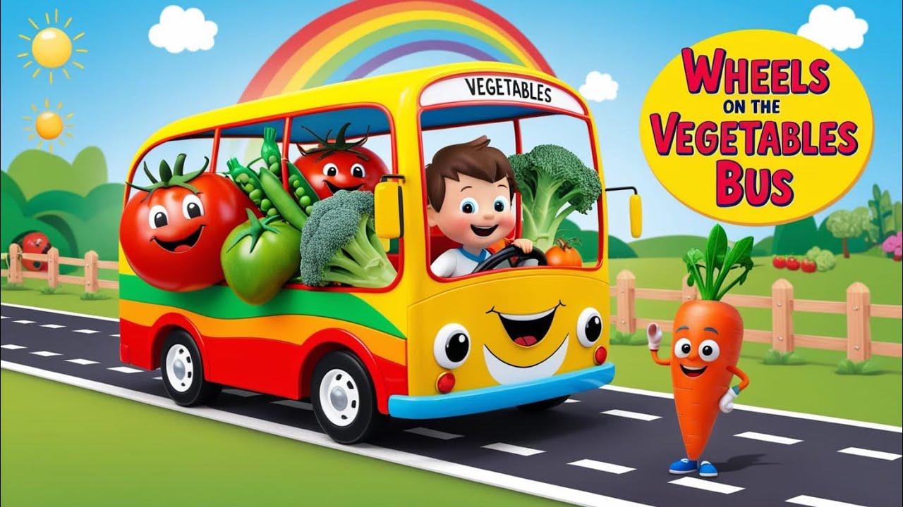 "🍅🚍 The Wheels on the Vegetable Bus: A Fun Sing-Along Nursery Rhyme for ...