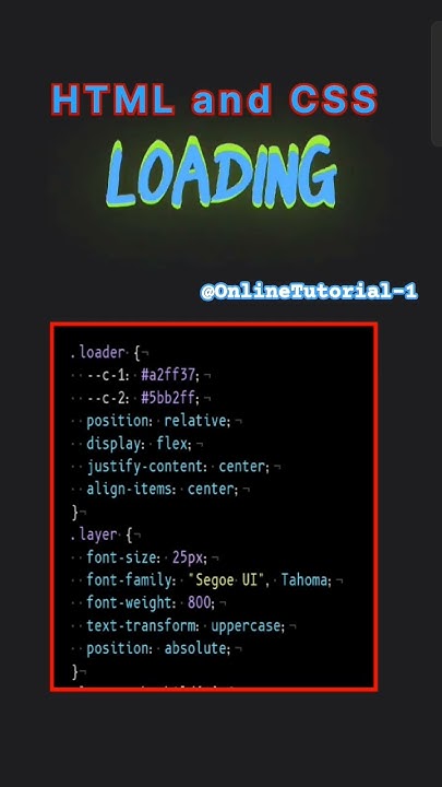 Css Loader Html Css Tutorial For Beginners Html Css Full Course Html