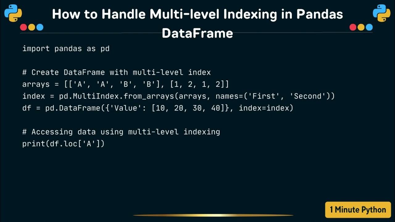 How to Handle Multi level Indexing in Pandas DataFrame - YouTube