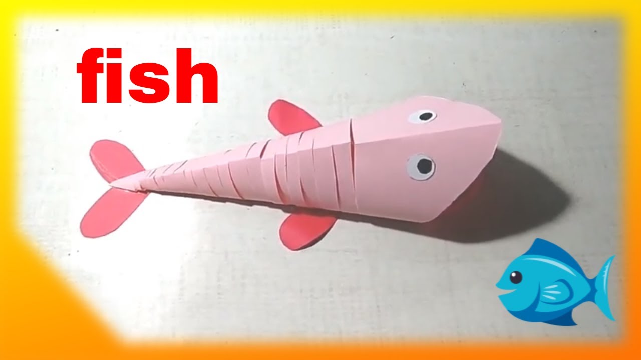 🎏 how to make origami crafts paper puppet fish for kids easy step by ...
