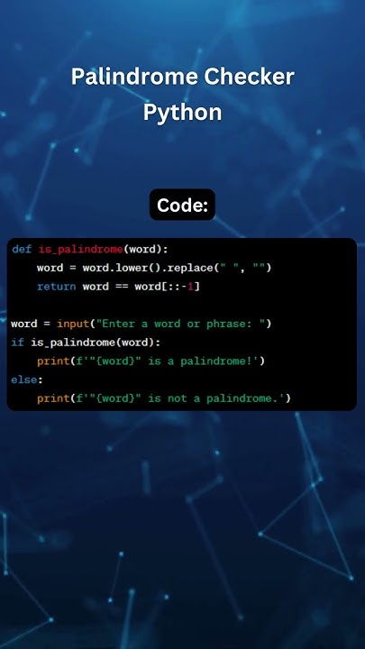 Palindrome Checker In Python Coding Gaming Code Coder Python Tutorial Developer Youtube