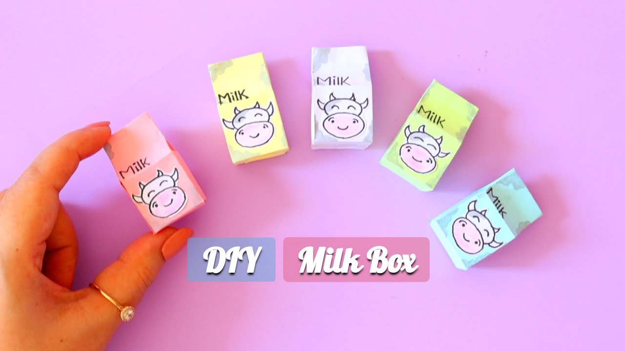 Origami paper milk box | DIY Cute animals / making paper milk box ...