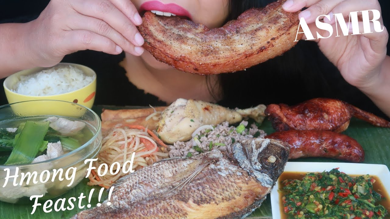 ASMR - Hmong Food Feast - Eating Sounds - YouTube