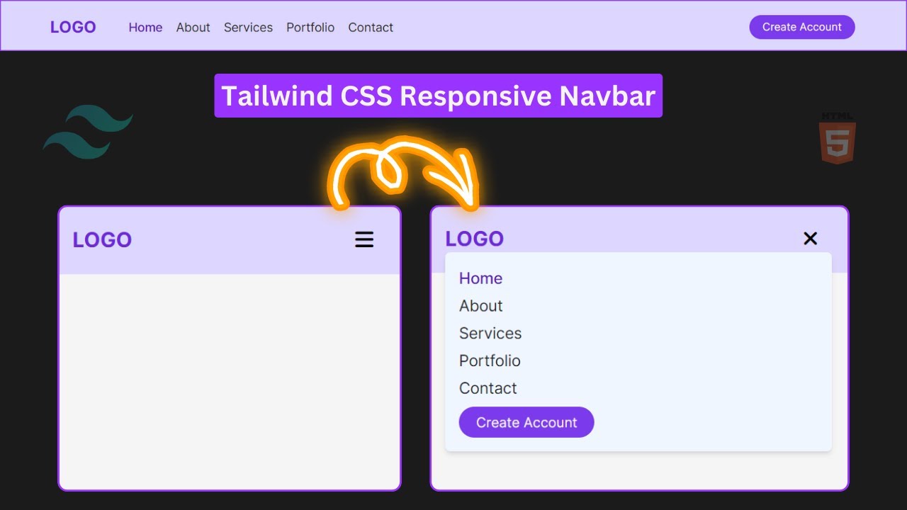 New Trick to Create a Responsive Navbar/Sidebar with HTML and Tailwind - YouTube