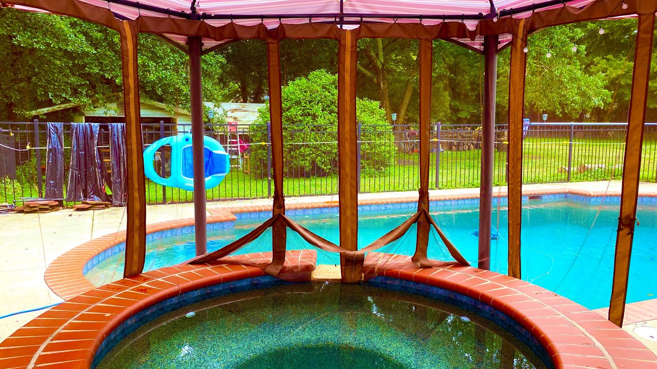 ASMR HOT TUB AND POOL IN THE RAIN | WATER SOUNDS | RELAXATION ...