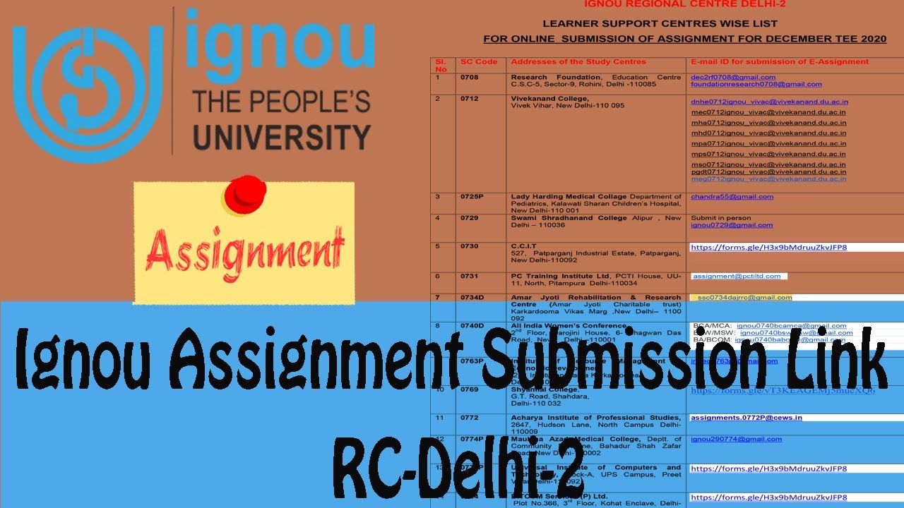 Ignou Assignment | Ignou rc delhi-2 Assignment Submission | rc delhi 2 ...