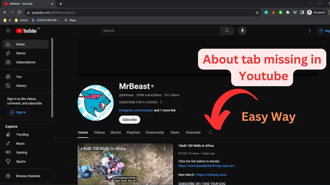 Find About section missing in YouTube ( Updated )? - YouTube