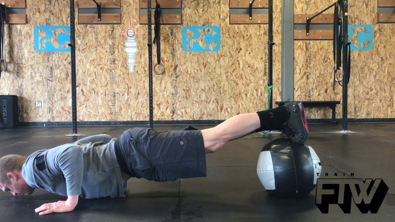 Medicine Ball Push ups - Feet on Ball - YouTube