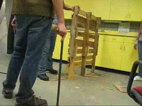 breaking timber pallet - YouTube