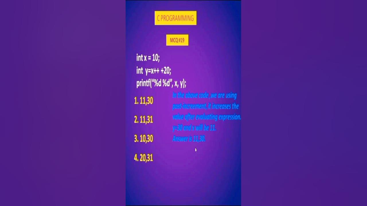 C Programming Mcqs 19 21 Questions And Answers Placement Mcqs C Programming Mcqs Coding