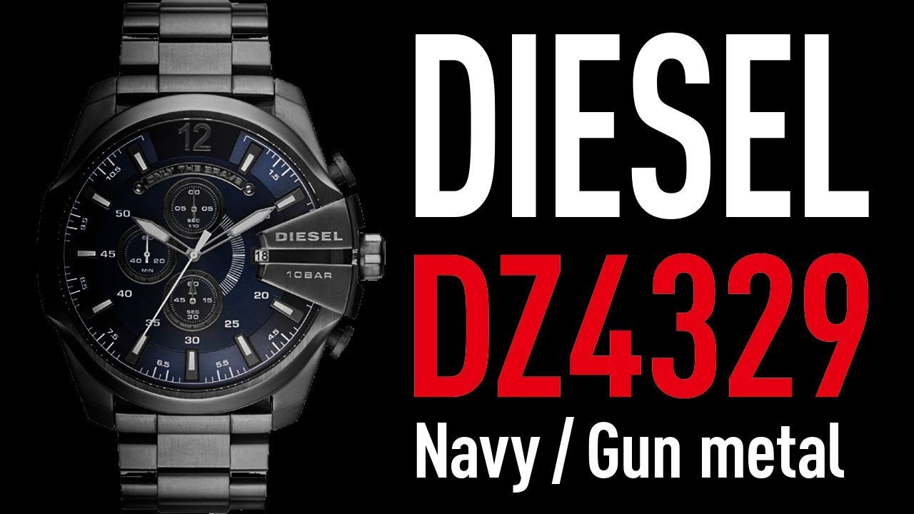 DIESEL DZ4329 Navy / Gun metal [MEGA CHIEF] WATCH - YouTube