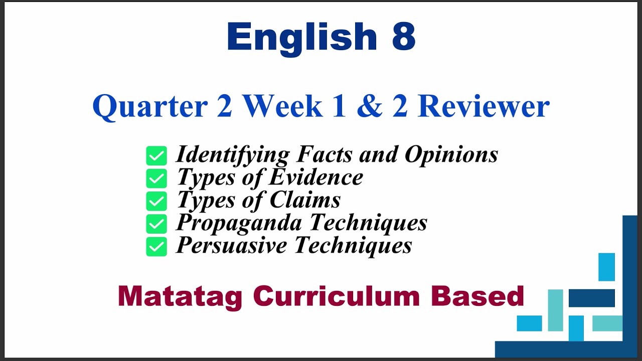 English 8 Quarter 2 Week 1 & 2 Reviewer | 25-Item Multiple Choice Quiz ...