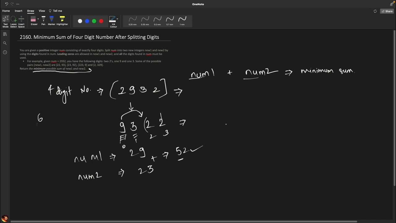 Minimum Sum of Four Digit Number After Splitting Digits - Leetcode 2160 - Python - YouTube