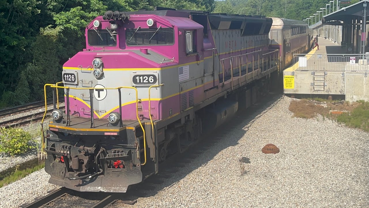 MBTA 1126/1708 arrives and departs the Wachusett MBTA station in West ...