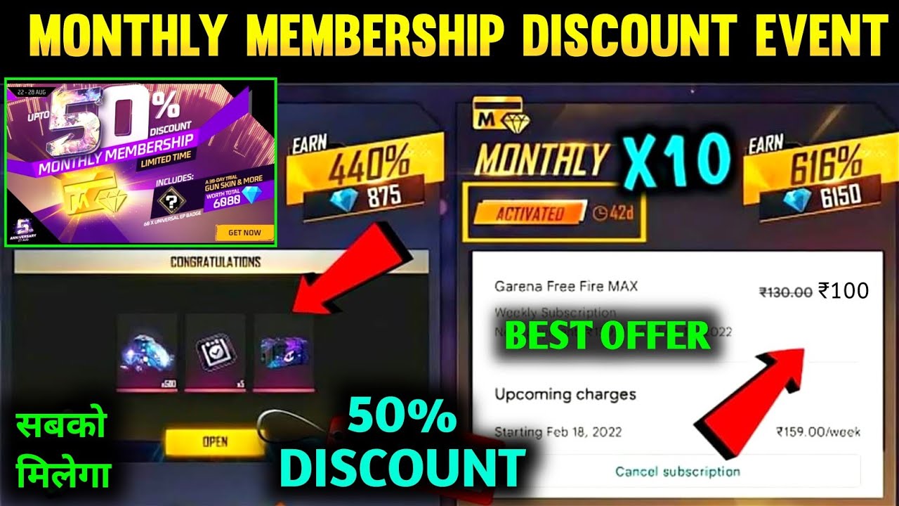 Monthly Membership Discount Event | Free 6000 Diamonds in Monthly ...