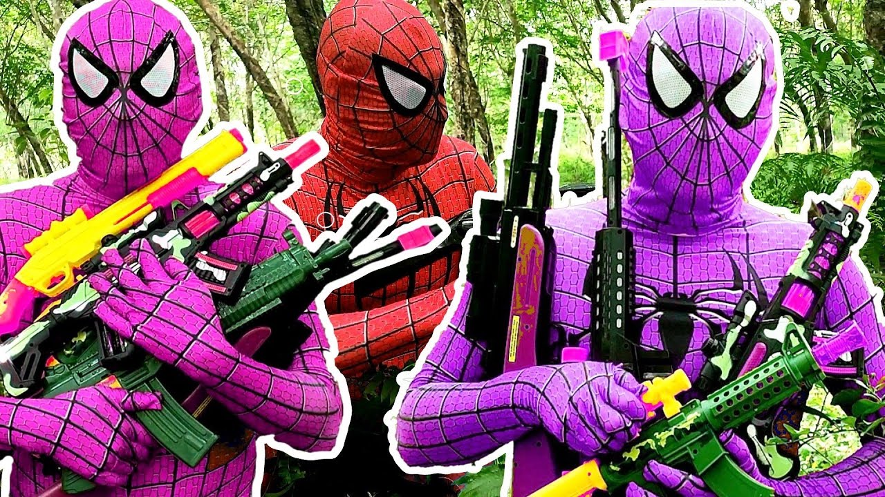 Spider-Man WAR Using Nerf guns, Nerf Sniper, Nerf Pistol, AK47, Sniper ...