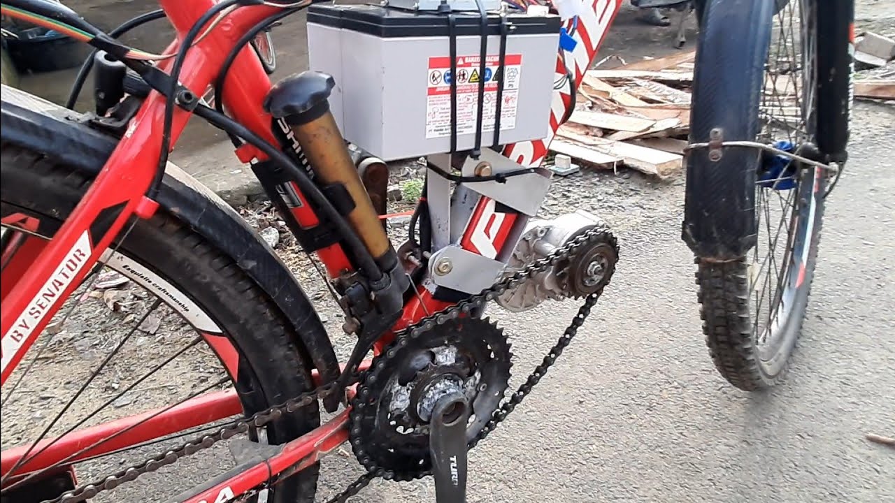 cara membuat sepeda listrik mid drive 24volt 250watt - YouTube