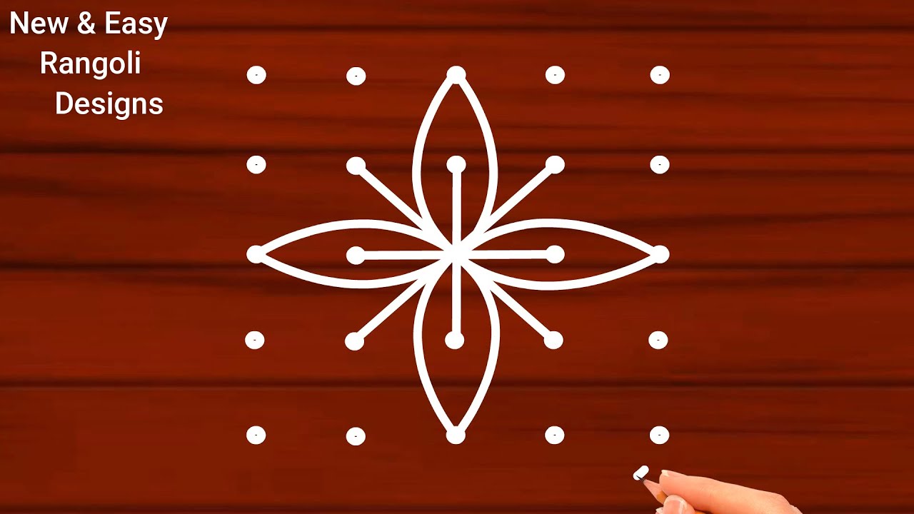 Beginners 5*5 Dots Rangoli Design || Simple Kolam Design || Rangoli ...