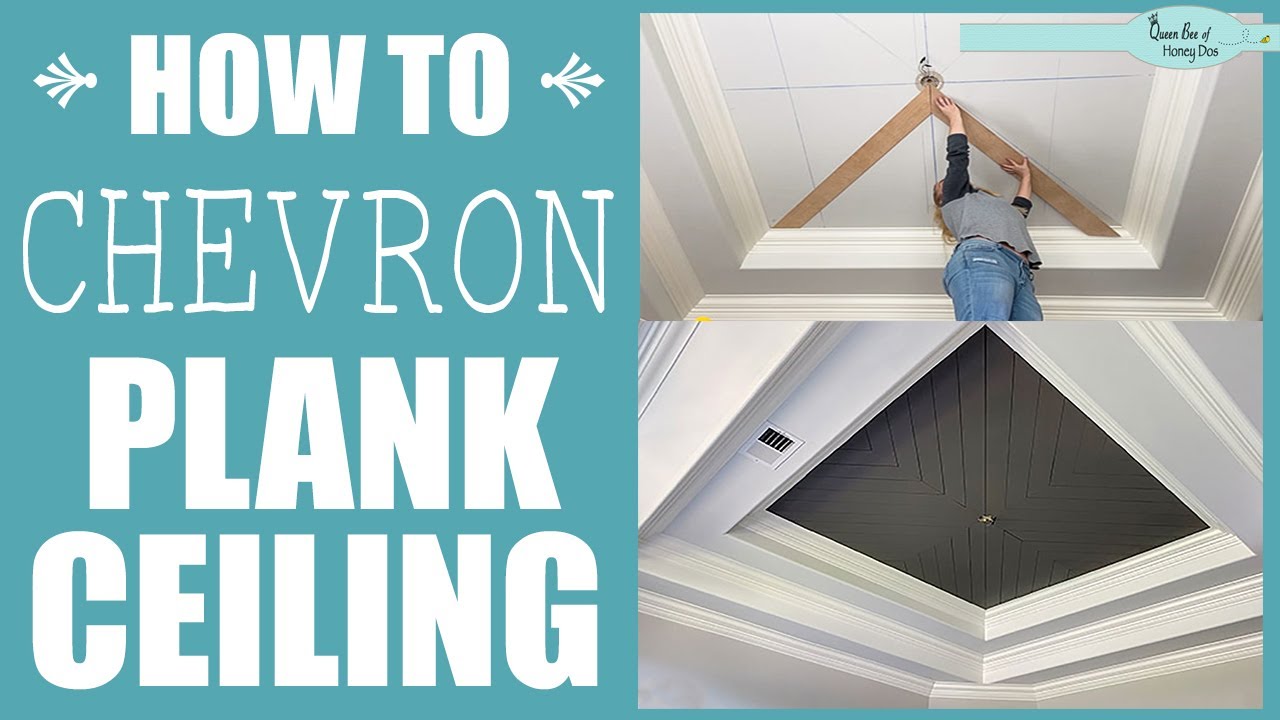 Planked Tray Ceiling DIY - Chevron Pattern - YouTube