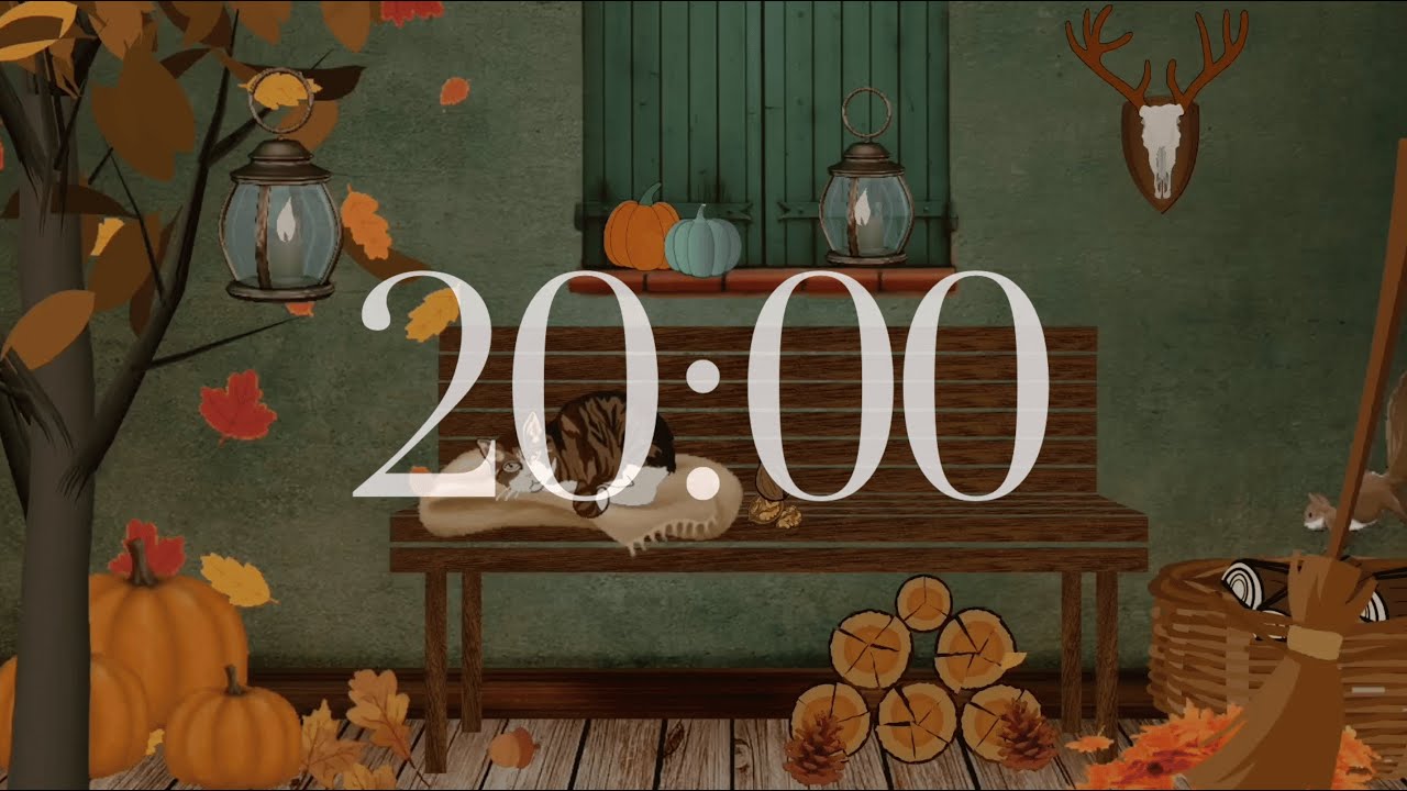 20 Minute Countdown Timer (Cat/Fall/Relaxing Music) - YouTube