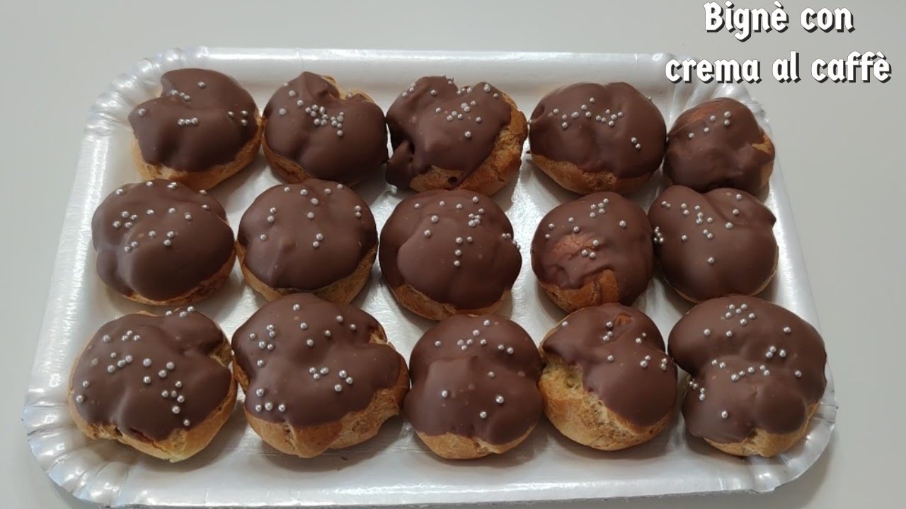 Bignè mignon con crema al caffè e cioccolato| Pasticcini mignon - YouTube