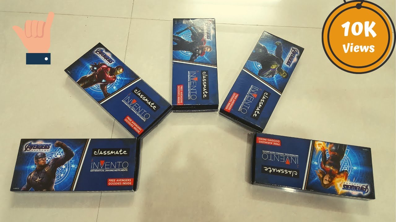 Unboxing and review of classmate invento geometry box avengers - YouTube