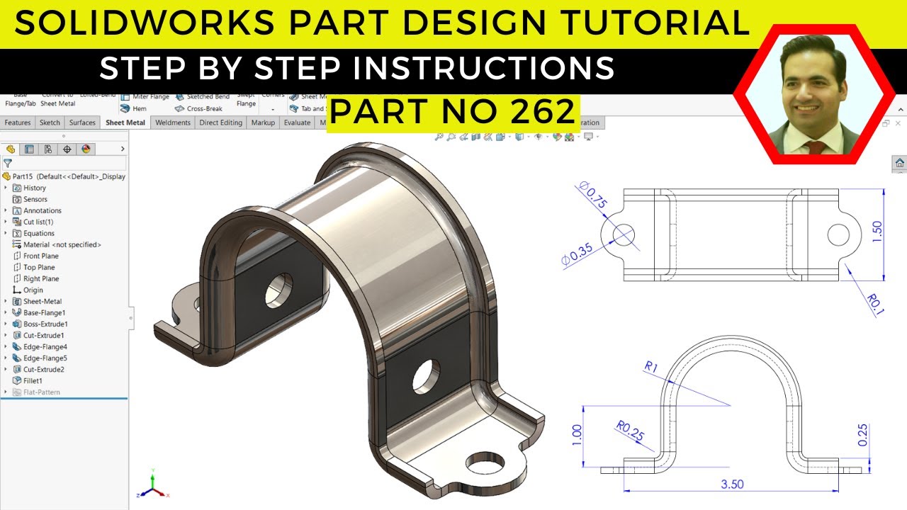SolidWorks Tutorial: Step-by-Step Part Design | Part No 262 - YouTube