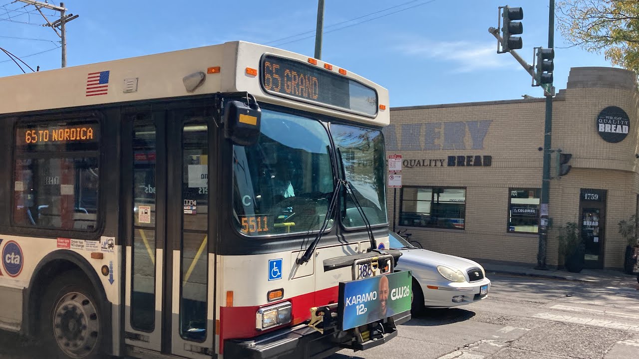 CTA Bus Ride 65 Grand From Grand/Rush To Grand/Wood CTA New Flyer D40LF ...