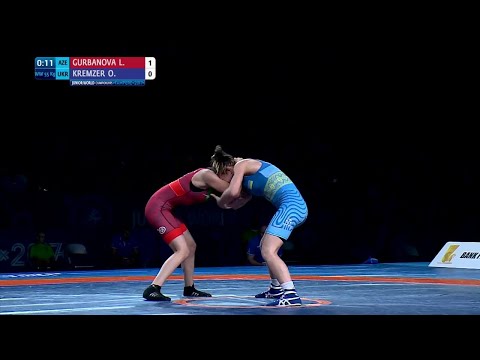 BRONZE WW - 55 kg: L. GURBANOVA (AZE) df. O. KREMZER (UKR) by VFA, 3-0