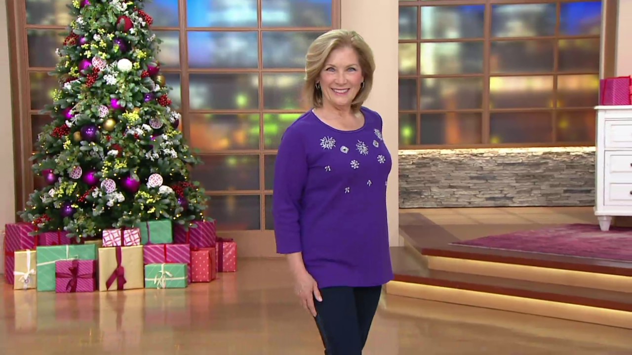 Quacker Factory Jeweled Rhinestone 3/4 Sleeve Top on QVC - YouTube
