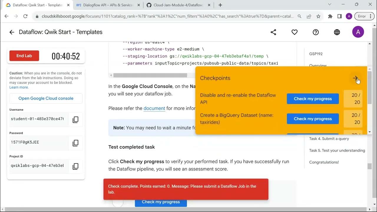 Dataflow Qwik Start Templates Gsp192 412534 2023 Youtube