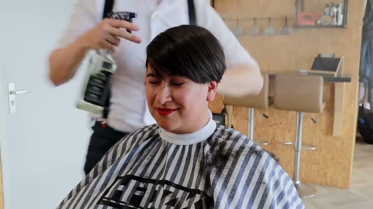 She Gets a Super Short Haircut At The Barbershop - and Loves It! - YouTube