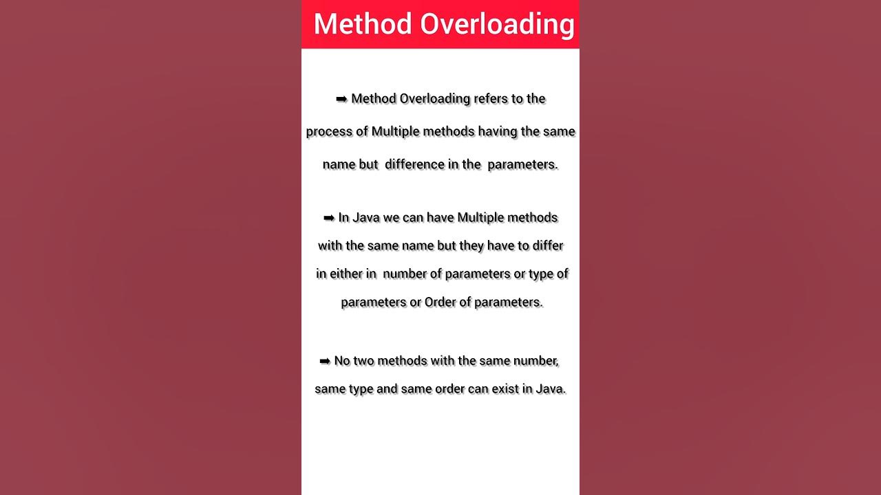 Method Overloading In Java Shorts Methodoverloading Subscribe