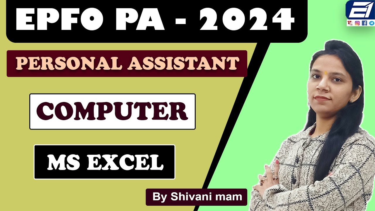 UPSC EPFO - 2024 || PERSONAL ASSISTANT || COMPUTER || MS EXCEL ...