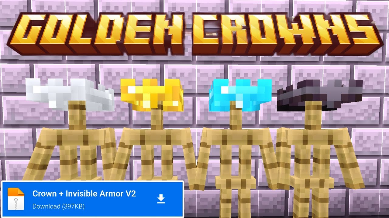 Crown Mod👑 for MCPE 1.21+.. (No Clickbait) || Crown + Invisible Armour ...