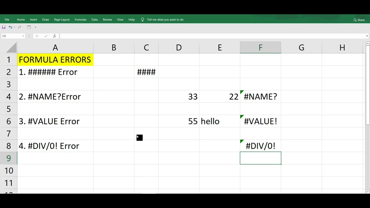 FORMULA ERRORS IN EXCEL YouTube FORMULA ERRORS IN EXCEL YouTube