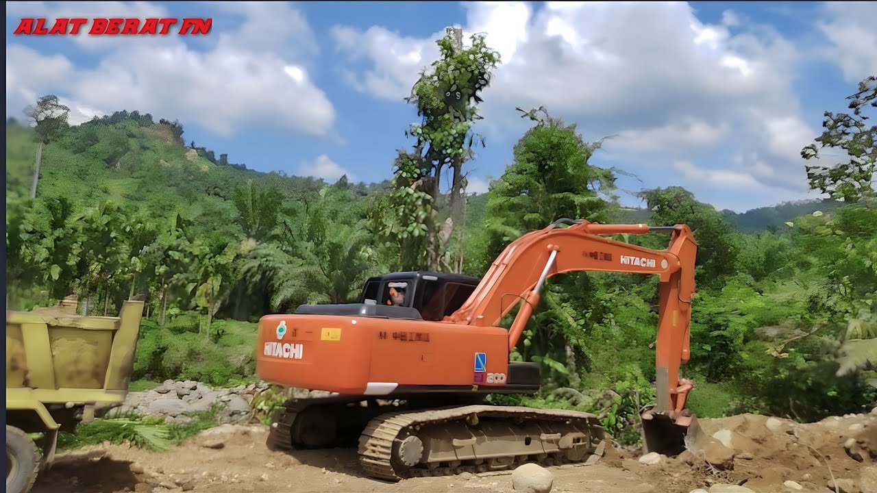Alat Berat Excavator Muat Batu Gunung, Batu Gunung, Beko Excavator ...