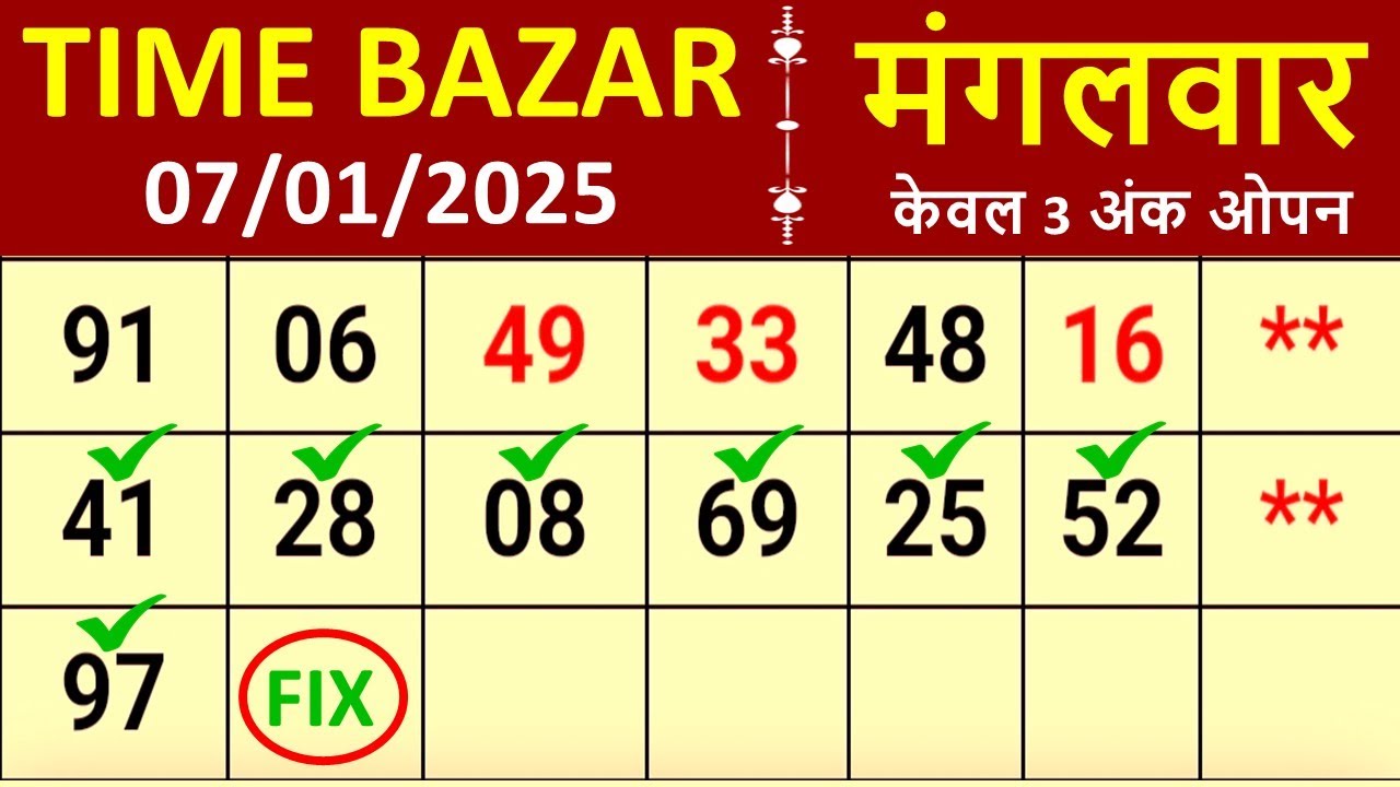 Time bazar free today 7-01-2025 | time bazar matka | time bazar free ...