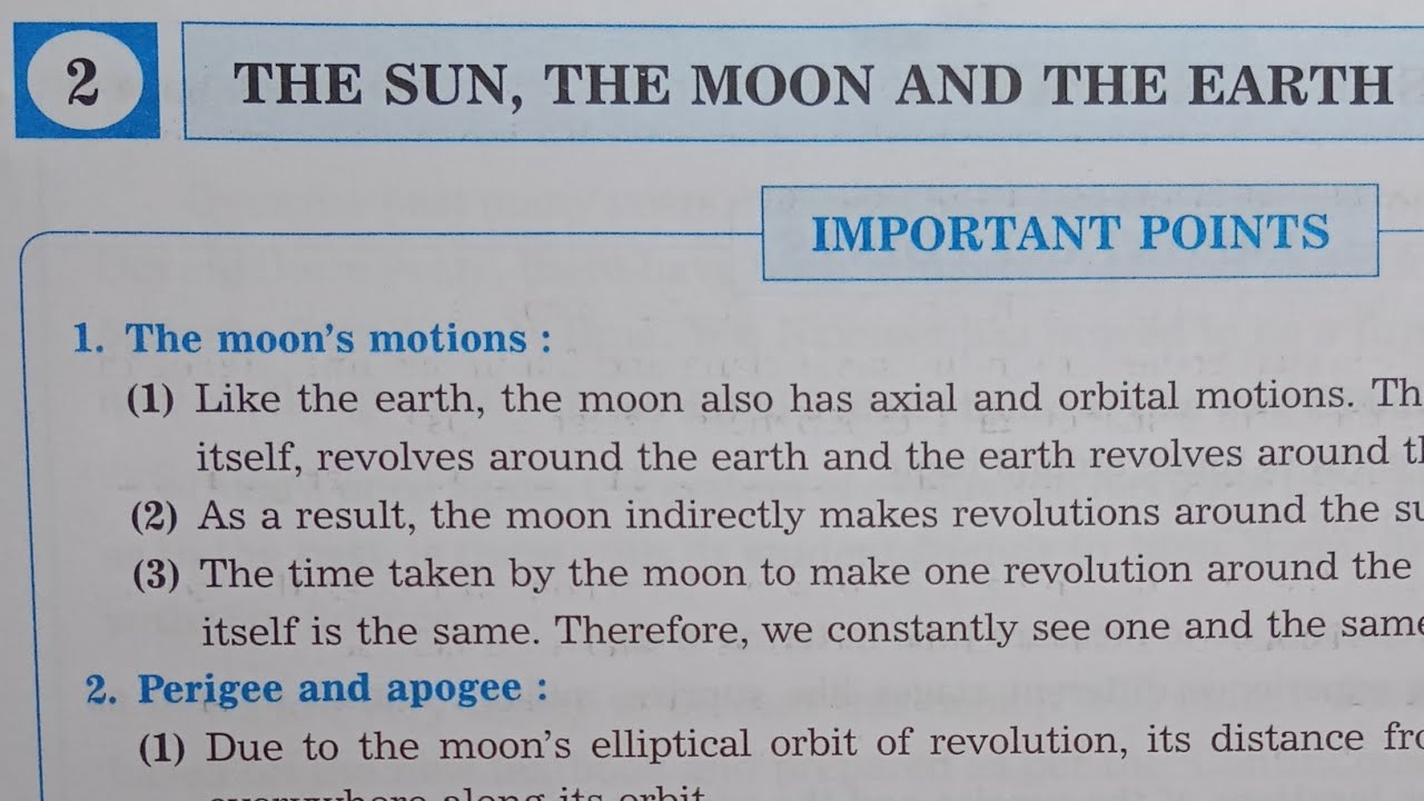 7th STD Geography Workbook Chp 2 THE SUN, THE EARTH AND THE MOON ...