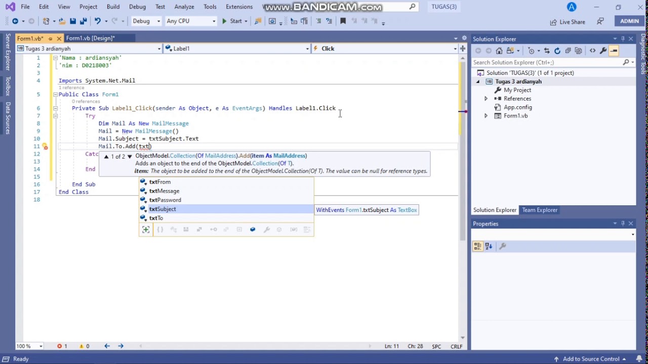 Membuat project mengirim pesan ke email menggunakan visual studio ...