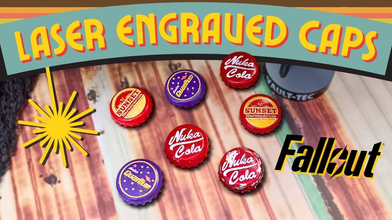 Laser Engraving Nuka Cola Caps In Real Life - YouTube