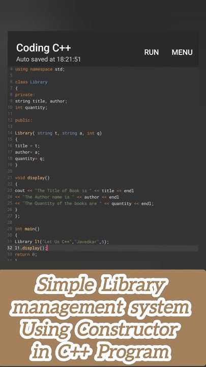 simple library management system using constructor in c++ #constructor ...