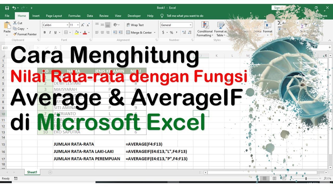 Cara menghitung Nilai Rata-rata di Excel dengan Fungsi Average dan ...