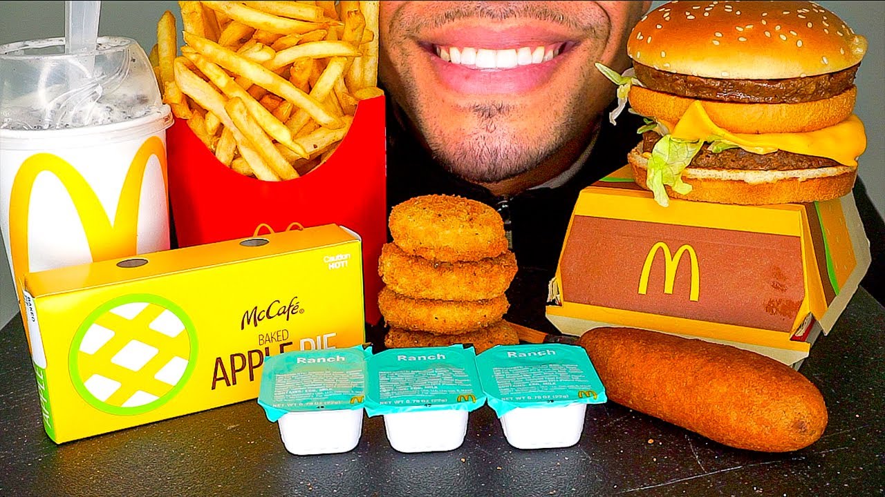 ASMR MCDONALDS CHICKEN NUGGETS CORN DOG OREO MCFLURRY BIG MAC FRIES ...